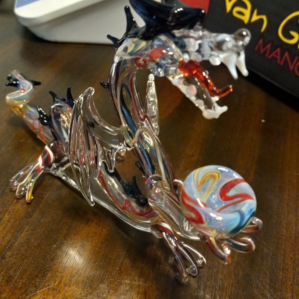 Hand Blown Glass Snake Dragon Pipe. - Etsy