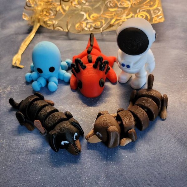 3D Printed Articulated Mini Dachshund Dog Fidget Friend Animal, Baby ...