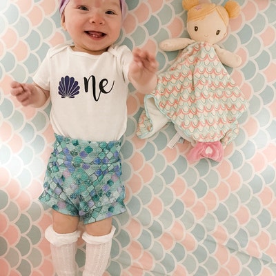 First Birthday Mermaid Baby Bummies Set Baby Girl Bummies and - Etsy