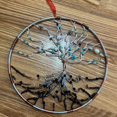 The Double Rose Tree of Life Pendant With Rose Quartz and Rose Gold or ...