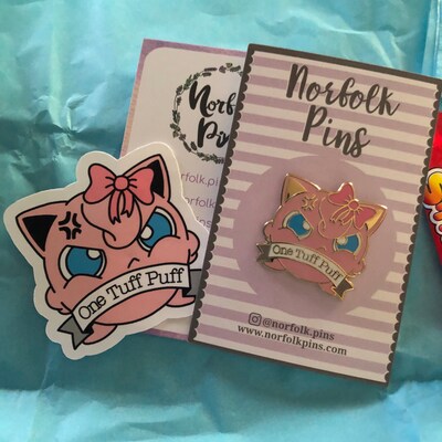 One Tuff Puff Hard Enamel Pin // Motivational Jigglypuff // 30mm Wide ...
