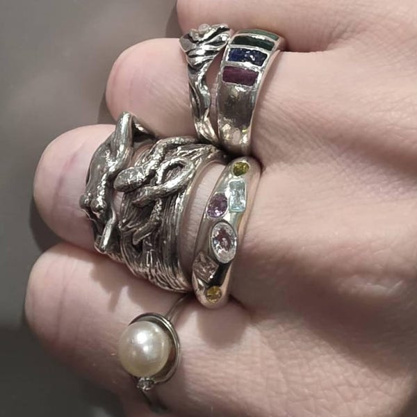 Mixed Birthstone Dome Ring by Caitlyn Minimalist • Chunky Art Deco ...