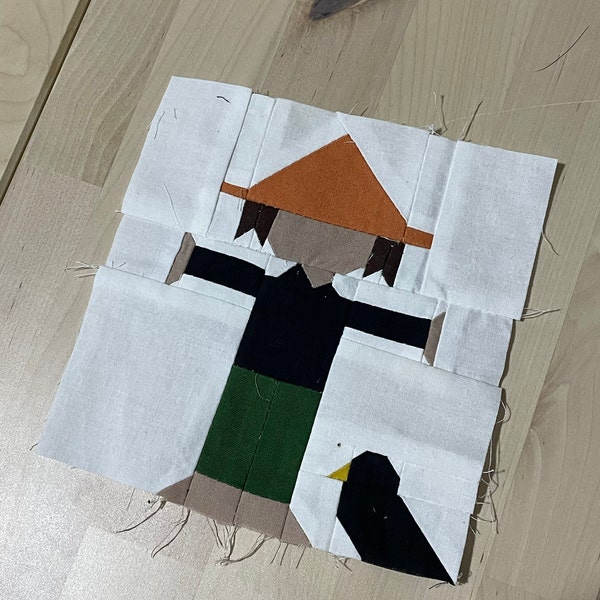 Scarecrow and Crow Fall Autumn Woodland Quilt Block PDF Pattern ...