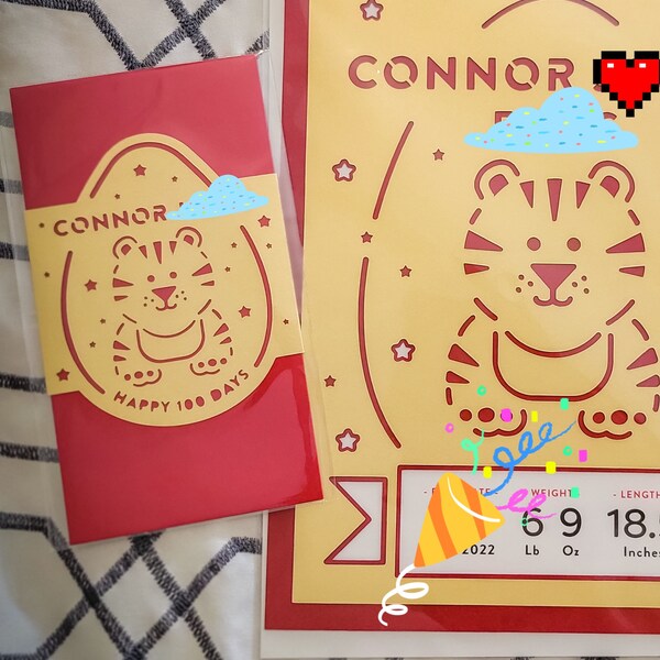 Tiger Red Egg and Ginger Red Envelope, Personalized Money Packet, 2022 ...