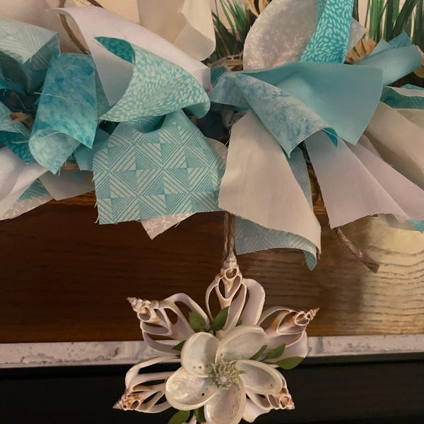 Coastal Seashell White Star Snowflake Ornament With White Flower - Etsy