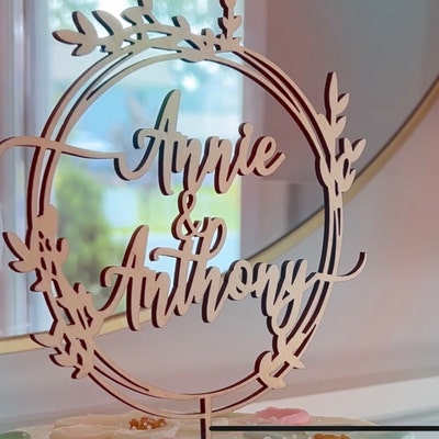 Silver Wedding Cake Topper Personalized Wreath Wedding Cake - Etsy