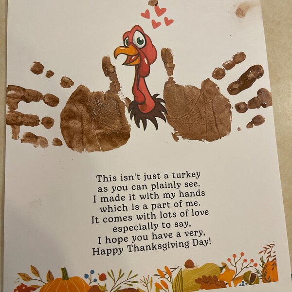 Turkey Handprint Art, Turkey Poem, Thanksgiving Handprint Art Craft ...