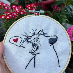 Cat Nap Modern Hand Embroidery Pattern, Cute Animal Lover Cat Lady DIY ...