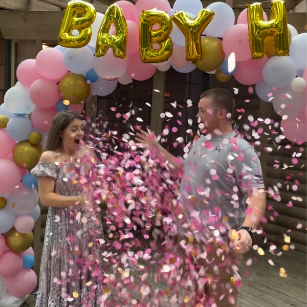 36in Black Gender Reveal Balloon Filled With Designer Pink or Blue ...