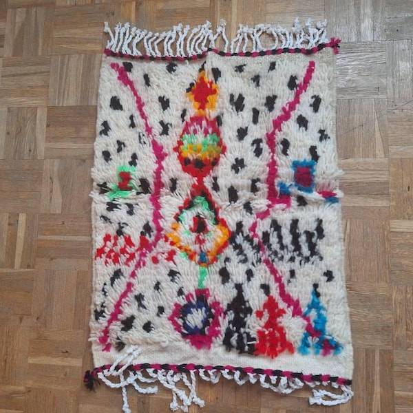 Authentic Moroccan Rug, Handmade Rug, Beni Ourain Rug, Yellow and Pink ...