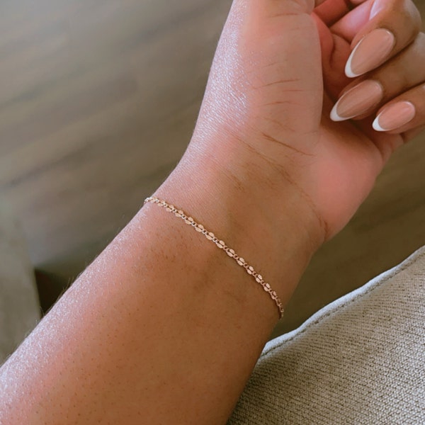 Simple Chain Bracelets Rose Gold, Stacking Bracelets, Dainty Rose Gold ...