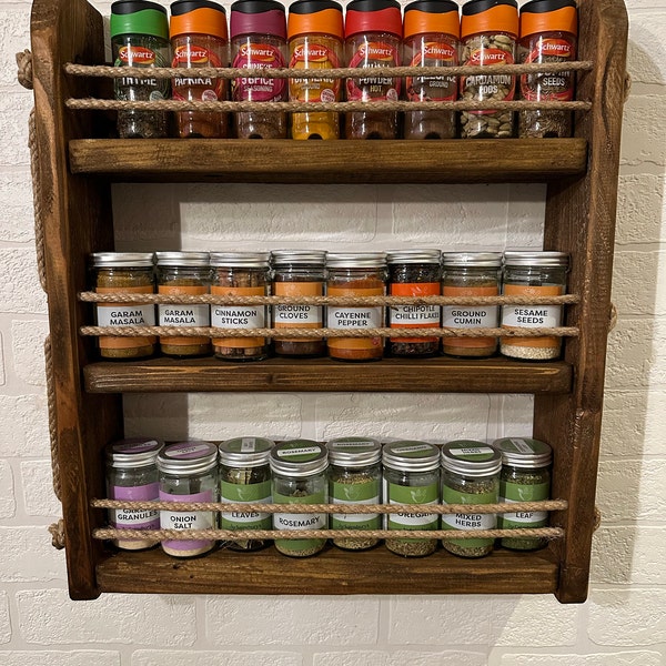 Rustic Reclaimed Wood Spice Rack: Wall Mounted Kitchen Storage - Etsy