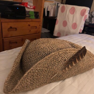 Tricorn Natural Straw,tricorne Hat,tricorne Hat,pirate Hat,period Hat ...