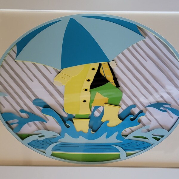 3D SPLASHING IN PUDDLE Svg -spring Shadow Box Svg -layered Cardstock ...