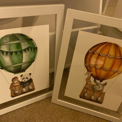 Hot Air Balloon Nursery, Animals in Balloons Nursery Print Set, Baby ...