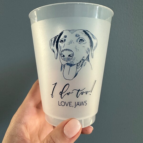 Custom Illustrated Dog Frosted Wedding Cups, Modern Wedding Cups ...