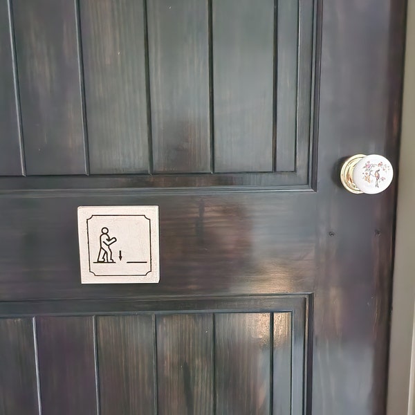 ENGRAVED Bilingual Restroom Baño Vintage Look Sign Plaque in English ...
