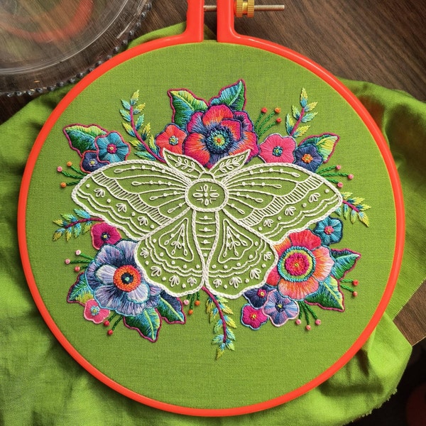 PDF Embroidery Pattern, One Meaningful Word, Flower Embroidery Pattern ...