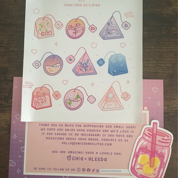 Tea Bags Aesthetic Cute Sticker Sheet | Planner Stickers, Decorative ...