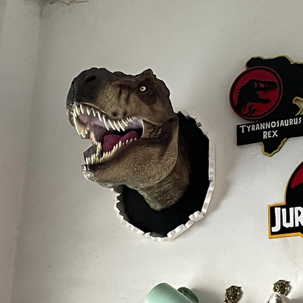 Life-like Wall Bursting T-rex Tyrannosaurus Bust Hanging Prop Replica ...