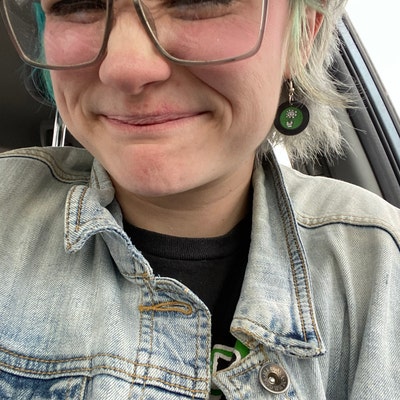 Fanmade FOB Miniature BLACK Vinyl Record Dangle Earrings Pop Punk FOB Band Earrings 1.18 X 1.18 ...