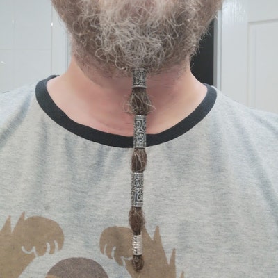 Set of 2 Stainless Steel Tube Beard Beads 7mm Hole 9/32 Inch Viking ...