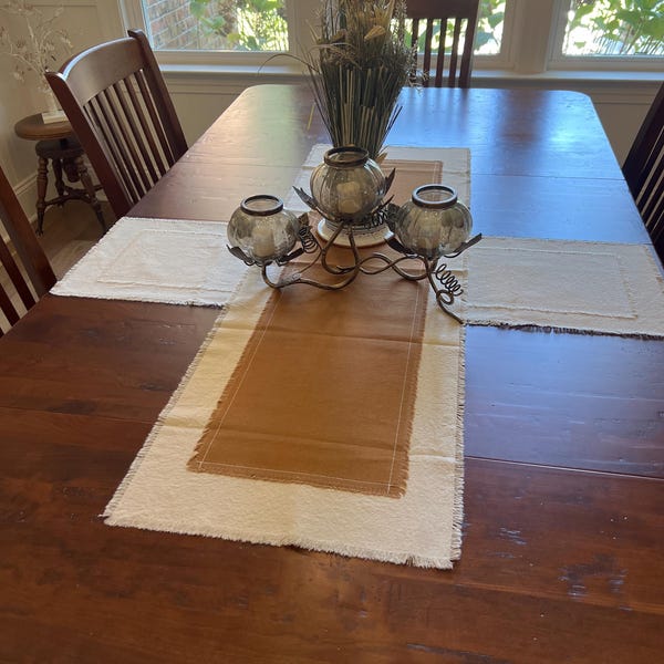 Rustic Table Runner|frayed Edges|small Handmade Farmhouse Table Runner ...