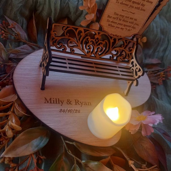 Personalised Wedding Memorial Centrepiece Candle Display - Bench - Save ...
