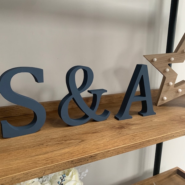Navy Blue Wooden Letters and Numbers - Free-standing - 13cm Large ...