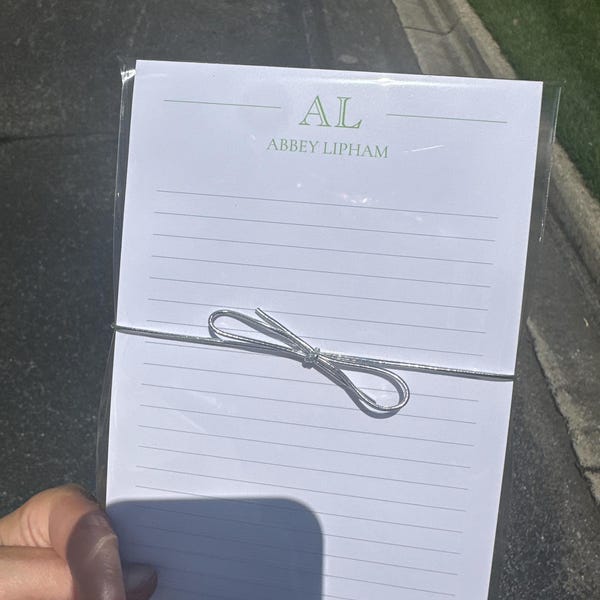 Personalized Monogram Notepad Stationery Desk Pad Elegant Custom ...