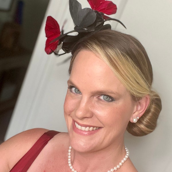 Butterfly Headpiece, White Monarch Butterfly Theme, Derby Fascinator ...