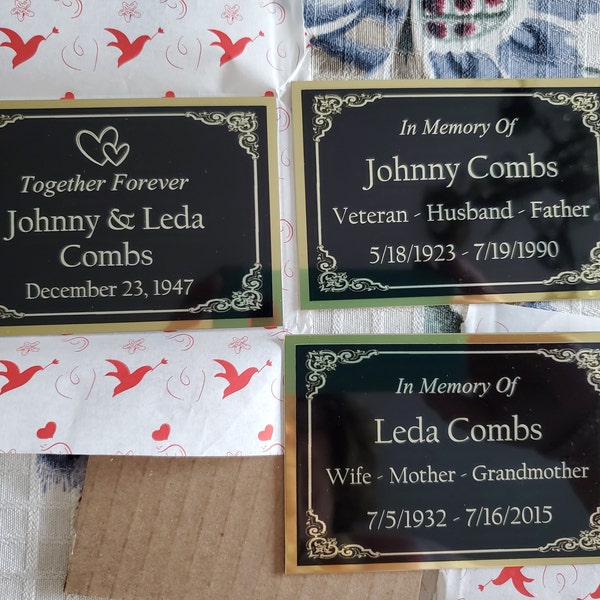 Custom Engraved in Memory of Name Plate Cremation Urn or Memorial Urn ...