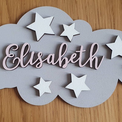 Name Cloud Nursery Cloud Sign Personalised Childrens Bedroom Door Sign ...