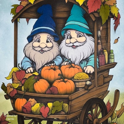 Fall Gnomes Adult Coloring Pages, 30 Digital Downloads, Grayscale ...