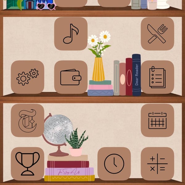 Library Bookcase Aesthetic iPhone Wallpaper | Digital Background for ...
