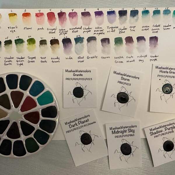 OCEAN SET Ceramic White Glaze Watercolor Palette With 3 Mixing Wells ...