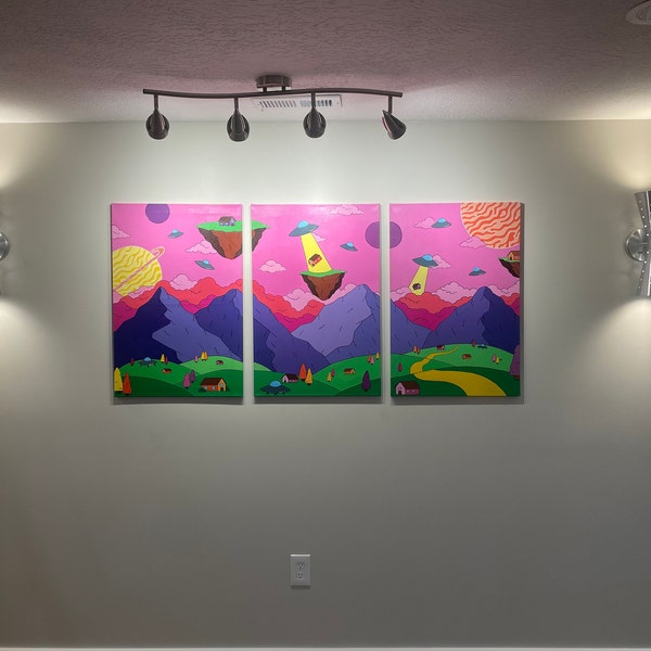 Trippy Skies/ Posca Pen Drawing on Canvas Board - Etsy