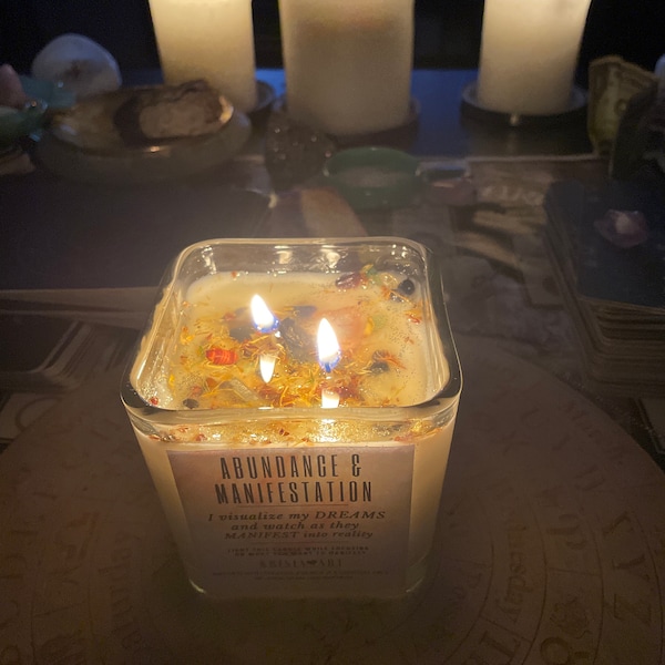 ABUNDANCE Intention Candle for Attraction and Manifestation. Tin Candle ...