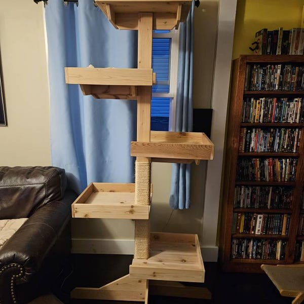 Tall Cedar Cat Tree Tower, 5-level Outdoor Cat Enclosure - Etsy