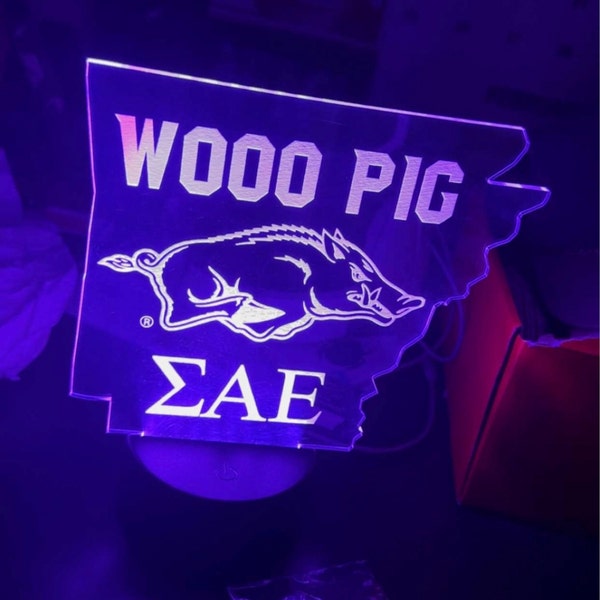 Arkansas Shape . Wooo Pig Sooie . Razorbacks . LED Desk Light . - Etsy
