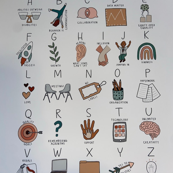 Special Education Teacher Alphabet Print - SPED Teacher Gift Classroom ...