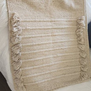 Cotton Wool Blue and White Handmade Rug, Handwoven Modern Flatweave ...