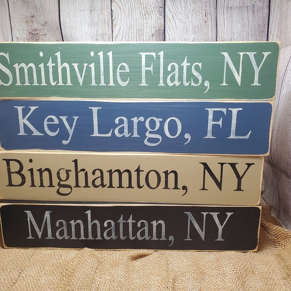 Personalized Town Sign, City Sign, Custom Town and State Sign, Wood ...