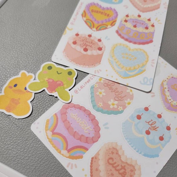 Colorful Cakes Sticker Sheet | Cute Aesthetic Stickers, Bullet Journal ...