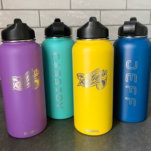 32oz Soccer Ball Engraved Personalized Water Bottle With Straw | Etsy