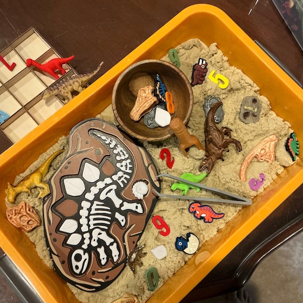 Dinosaur Fossil Dig Sensory Bin - Montessori Excavation Activity Kit ...