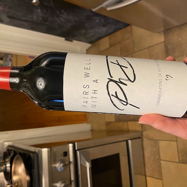 DIY Personalizable Digital Template Graduation Gift, Phd Wine Label ...