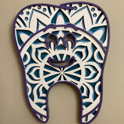 3D Tooth SVG DXF 4 Layer Dental Svg 3D Mandala Svg Layered Mandala Svg ...