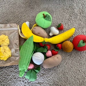 Apple Felt pretend Play Food Fruits Vegetables Set Kids - Etsy