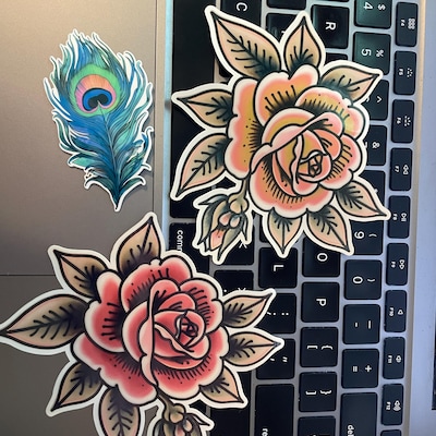 Traditional Rose Tattoo Sticker Decal - Etsy